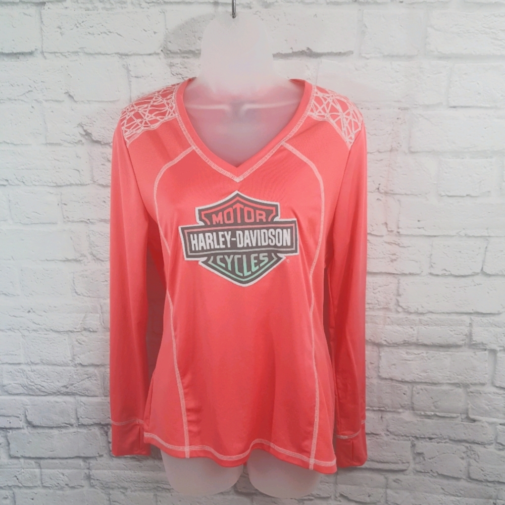 Harley Davidson Logo Biker Style Long Sleeve Race Top - Gem